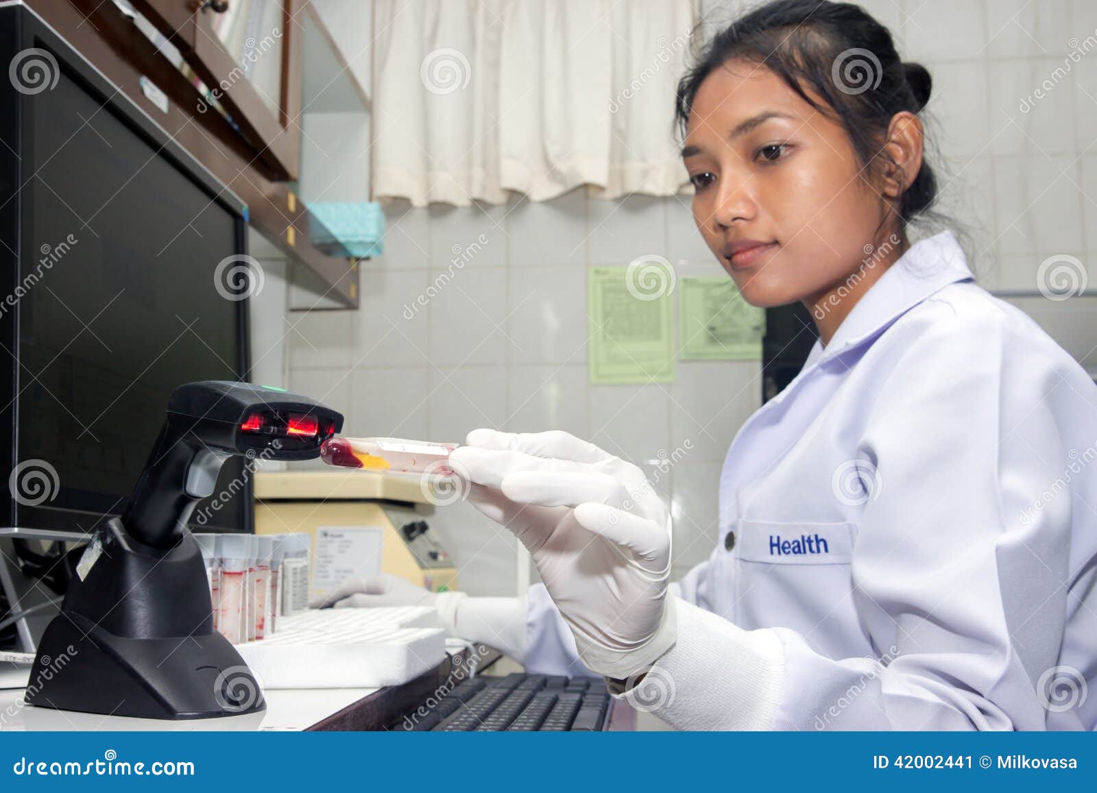 Laboratory Worker Scans Tube Stock Image - Image of biotechnology ...