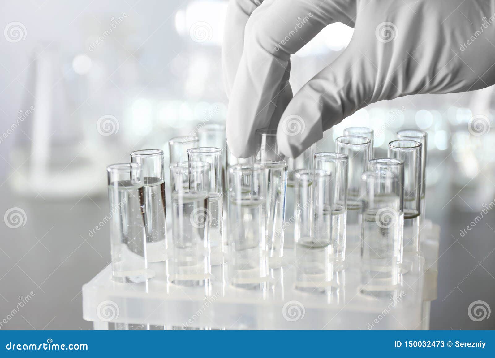 Laboratory Worker Taking Test Tube with Water, Closeup Stock Image ...