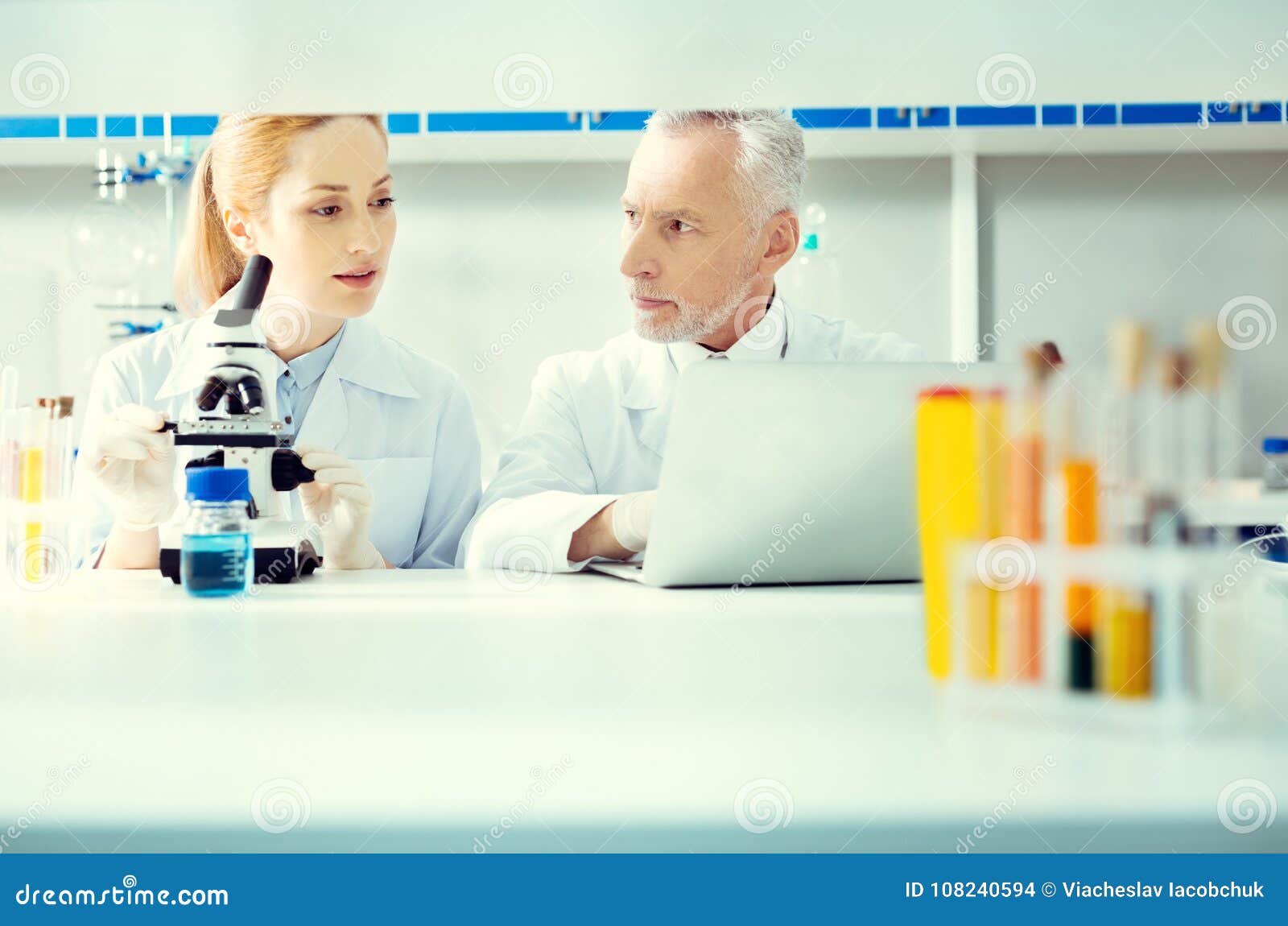Laboratory Workers Cooperation Over Scientific Researcher Stock Photo ...