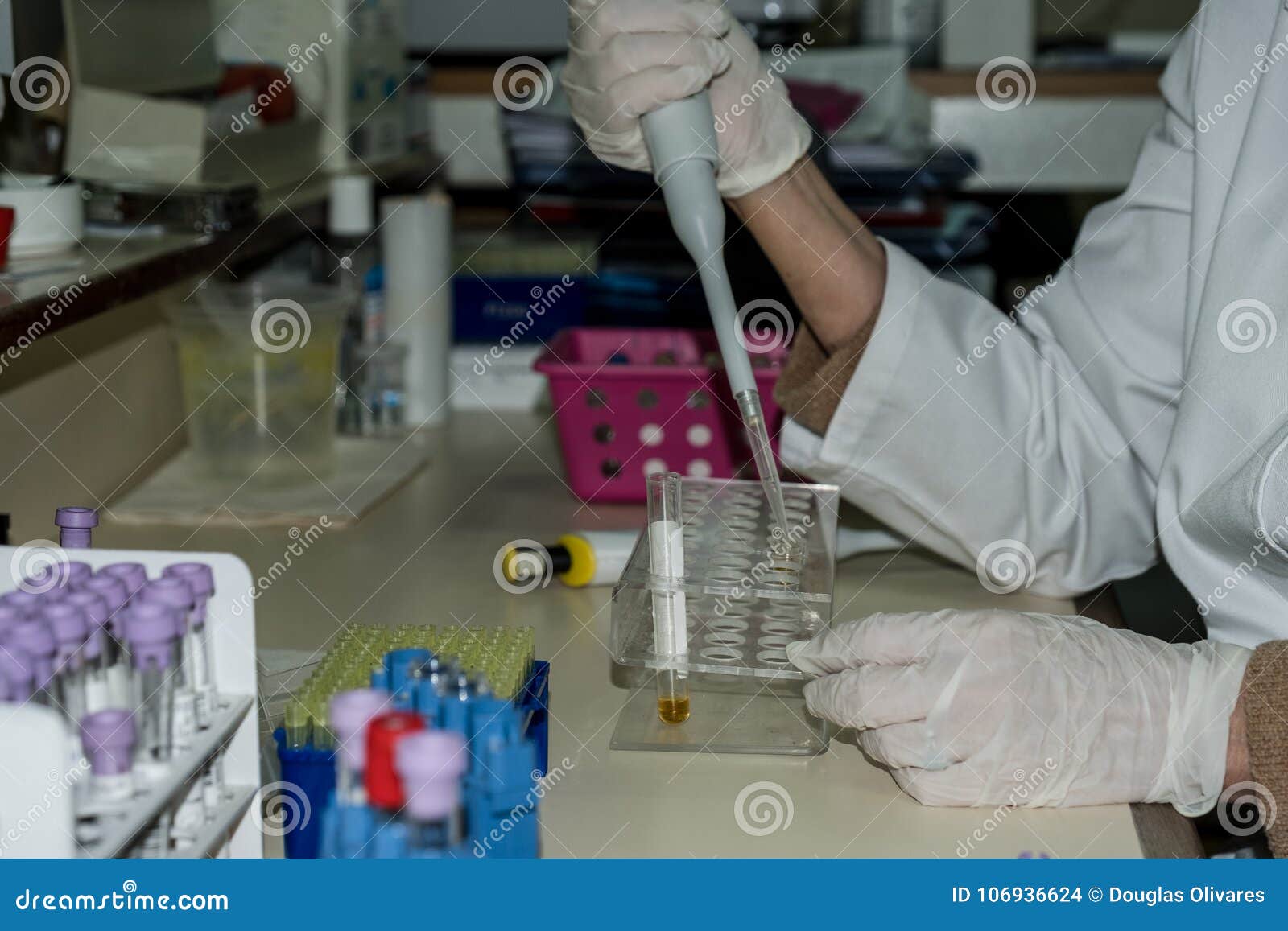 Laborbioanalytiker Handling Laboratory Equipment Stockfoto - Bild von ...