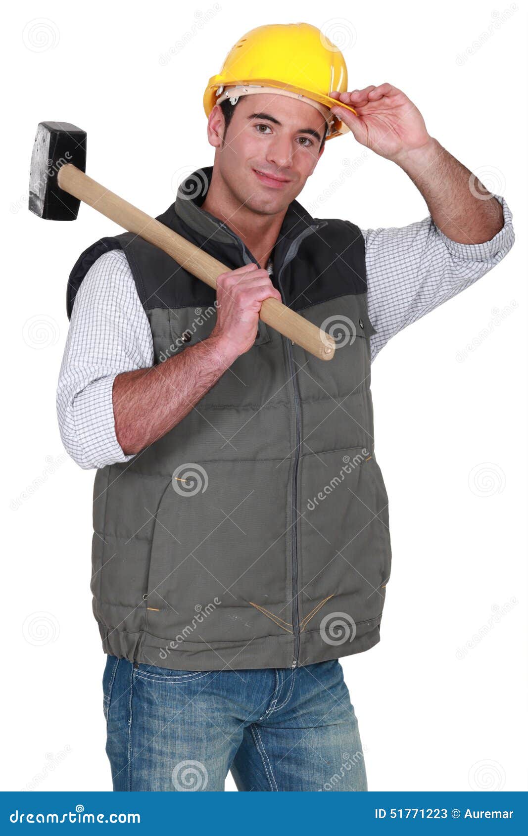 Laborer with hammer stock image. Image of post, construction - 51771223