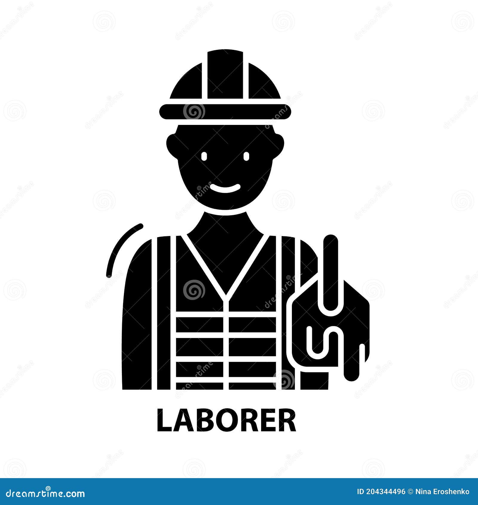 Laborer Icon, Black Vector Sign with Editable Strokes, Concept ...