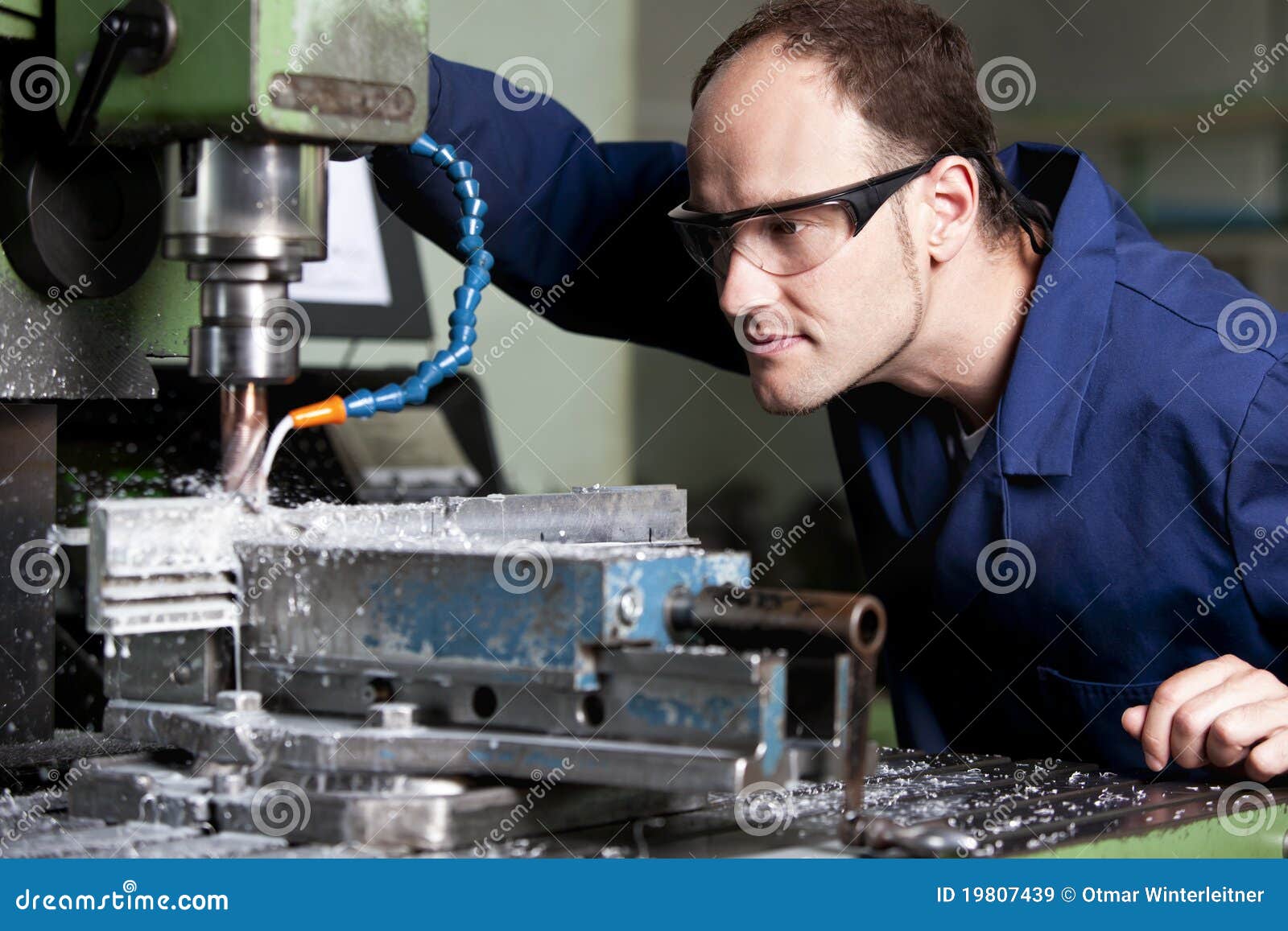 Laborer at Milling Machine. Stock Image - Image of engineering, factory ...