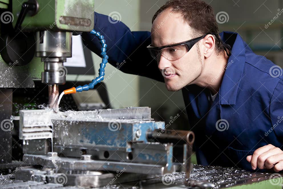 Laborer at Milling Machine. Stock Image - Image of engineering, factory ...