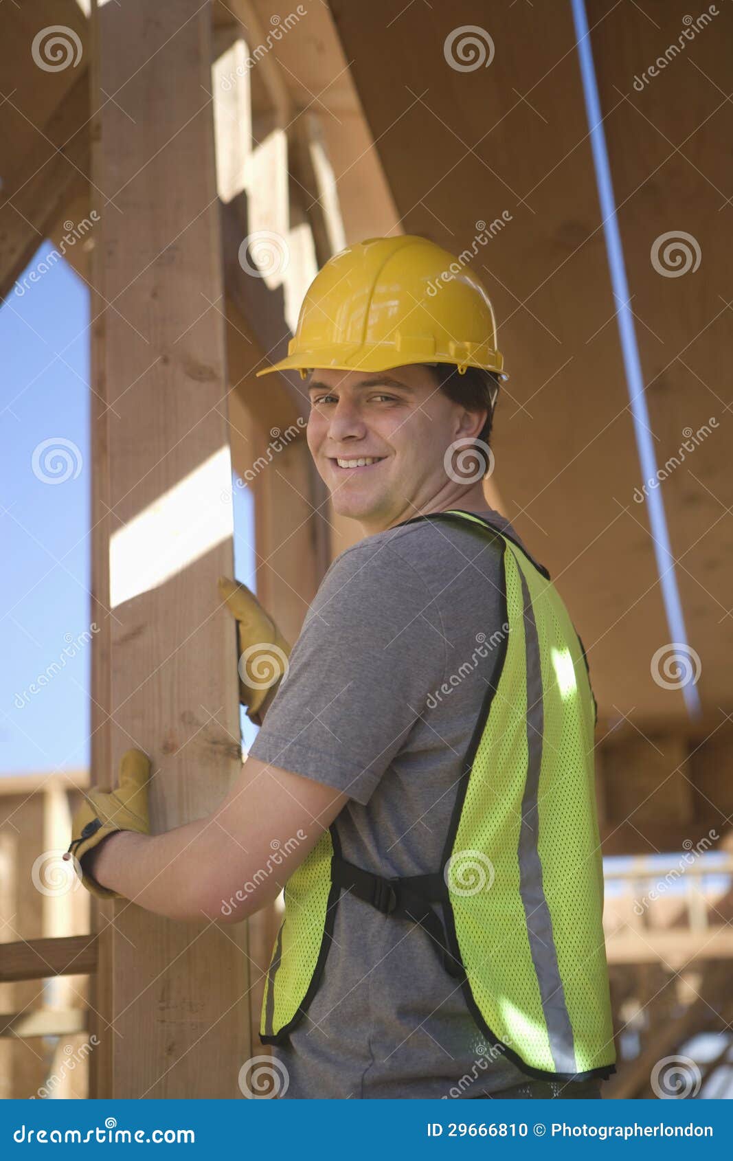 Laborer Positioning Plank of Wood Stock Photo - Image of labourer ...