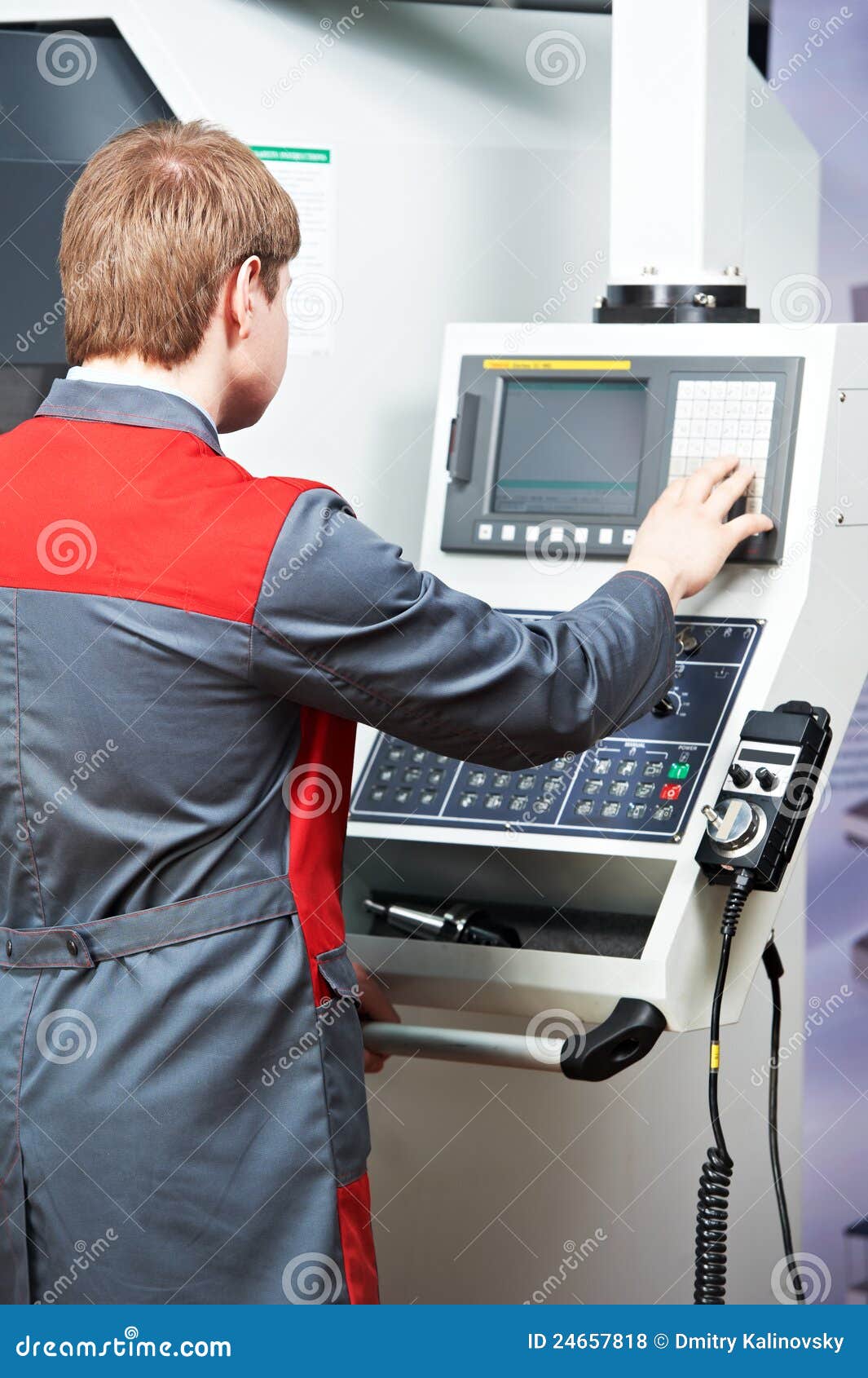 Laborer Worker with Machining Tool Center Stock Photo - Image of ...