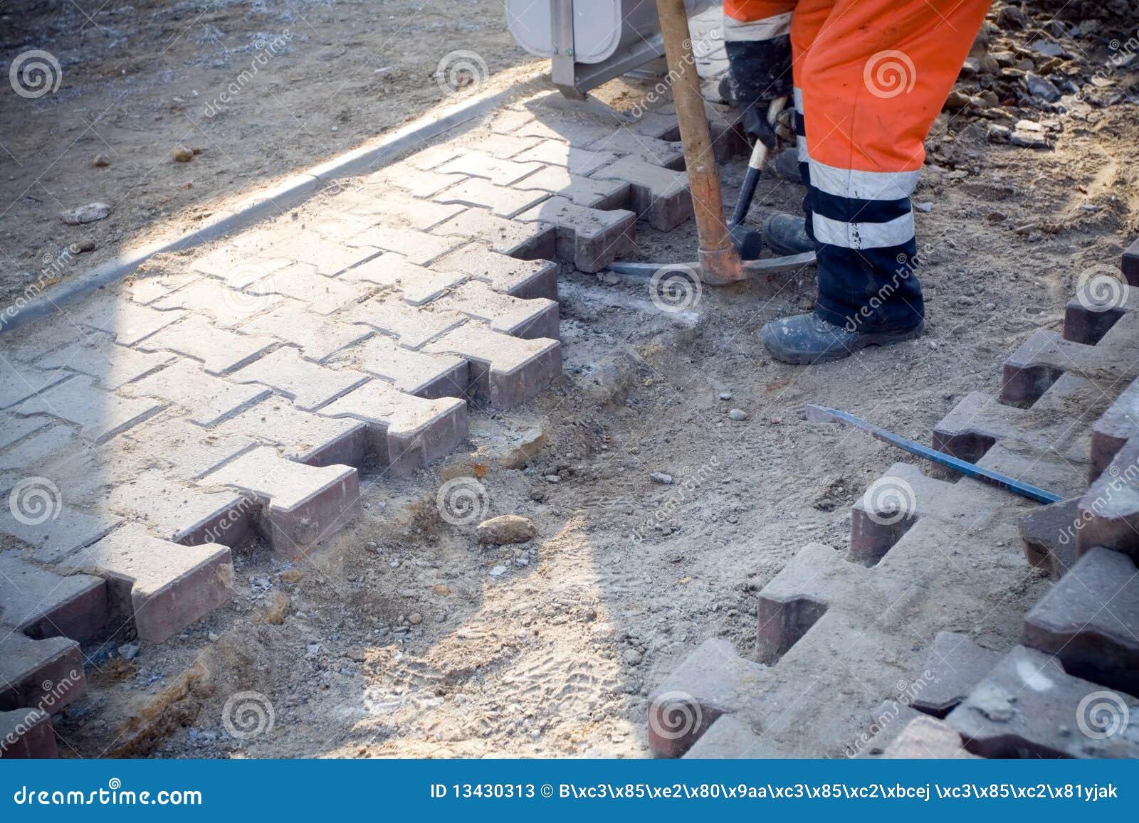 Laborer Working on Construction Site Stock Image - Image of brick ...