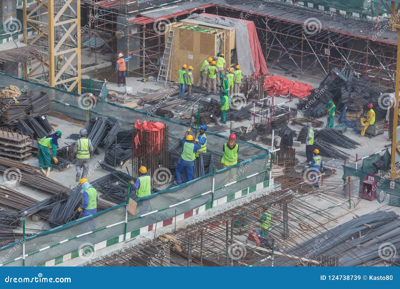 Modern Building Constraction Site Works. Editorial Stock Image - Image ...