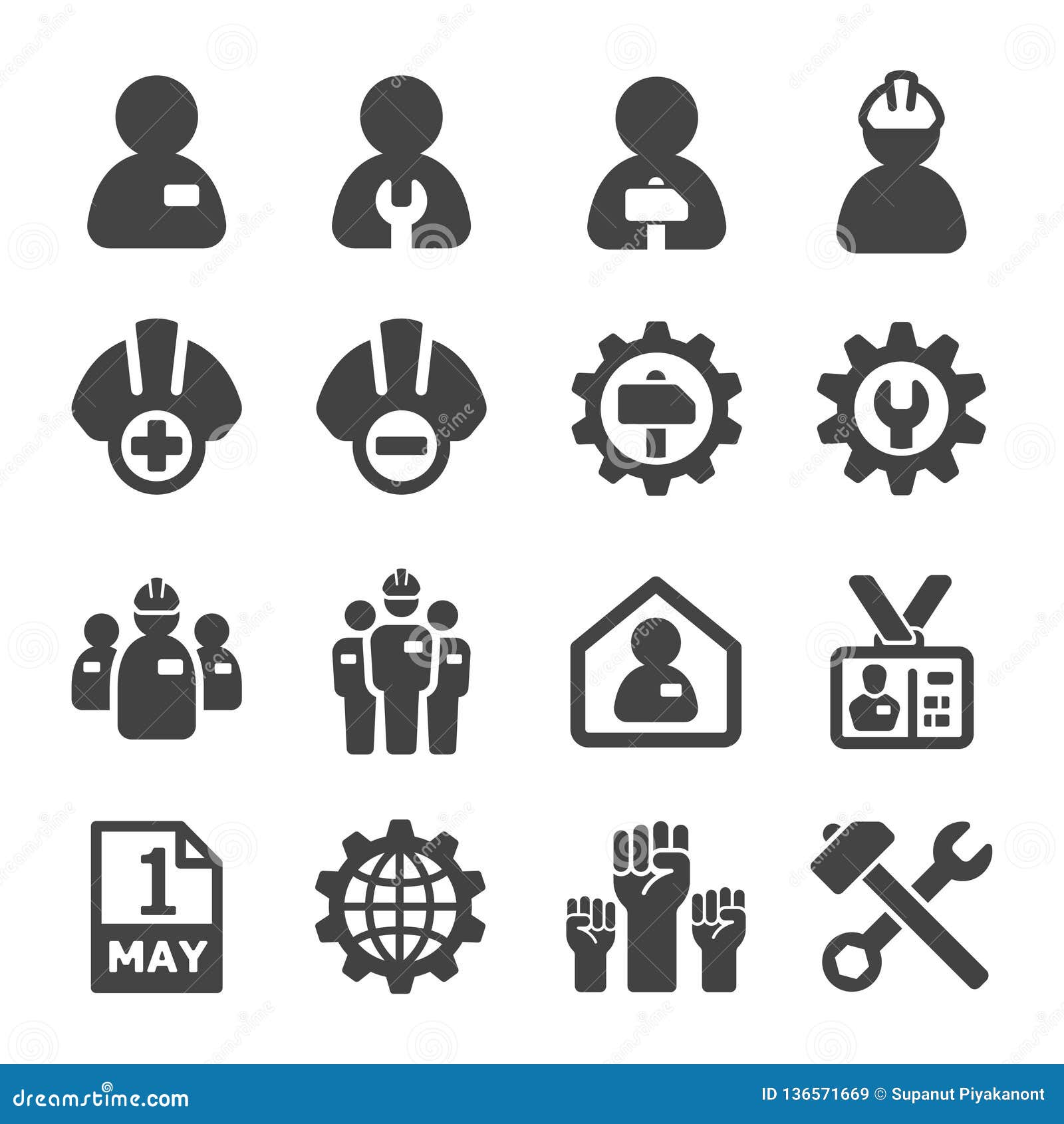 Labour icon set stock vector. Illustration of people - 136571669