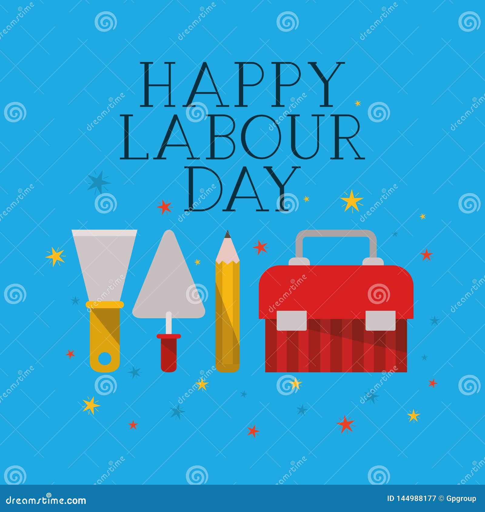 Labour Day Celebration with Tool Box Stock Vector - Illustration of ...