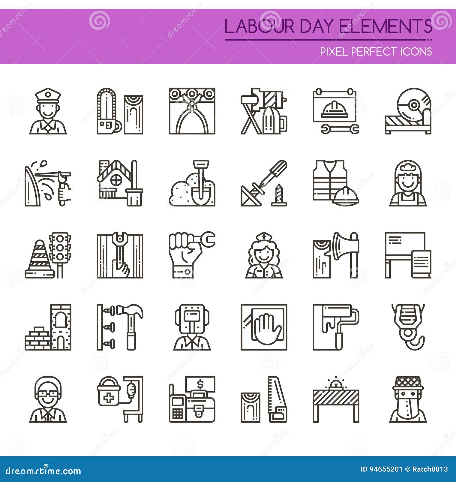 Labour day Elements stock illustration. Illustration of engineer - 94655201