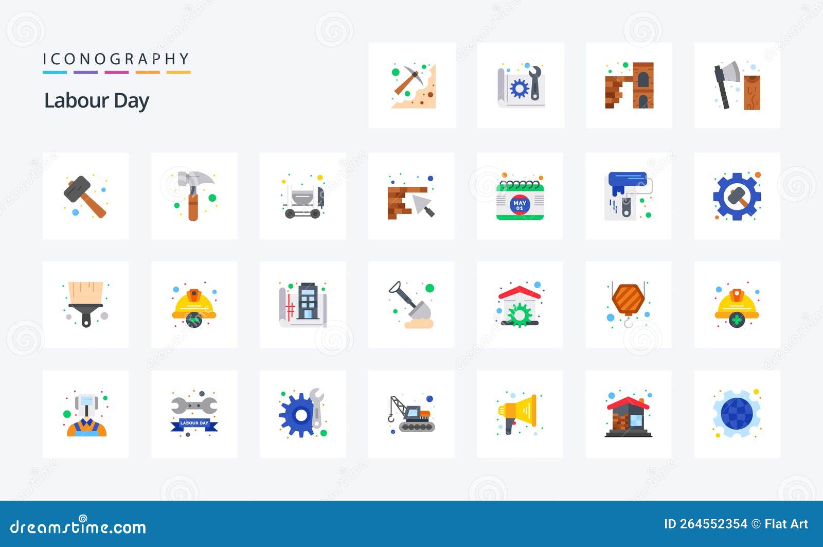 25 Labour Day Flat Color Icon Pack Stock Vector - Illustration of mixer ...