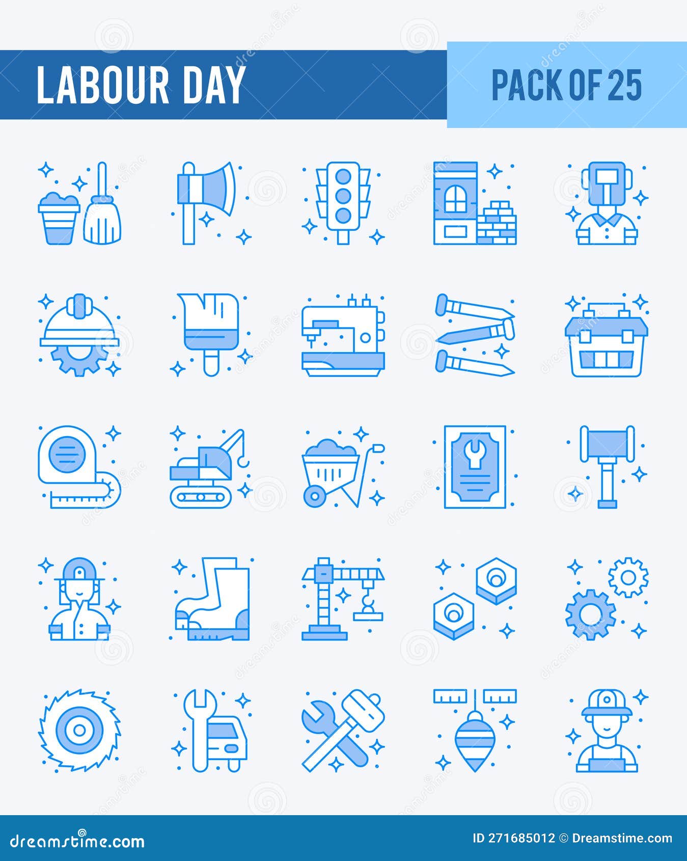 25 Labour Day. Two Color Icons Pack. Vector Illustration Stock Vector ...