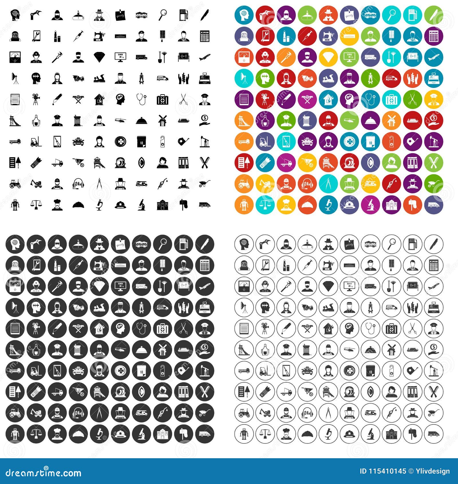 100 Labour Icons Set Vector Variant Stock Vector - Illustration of ...