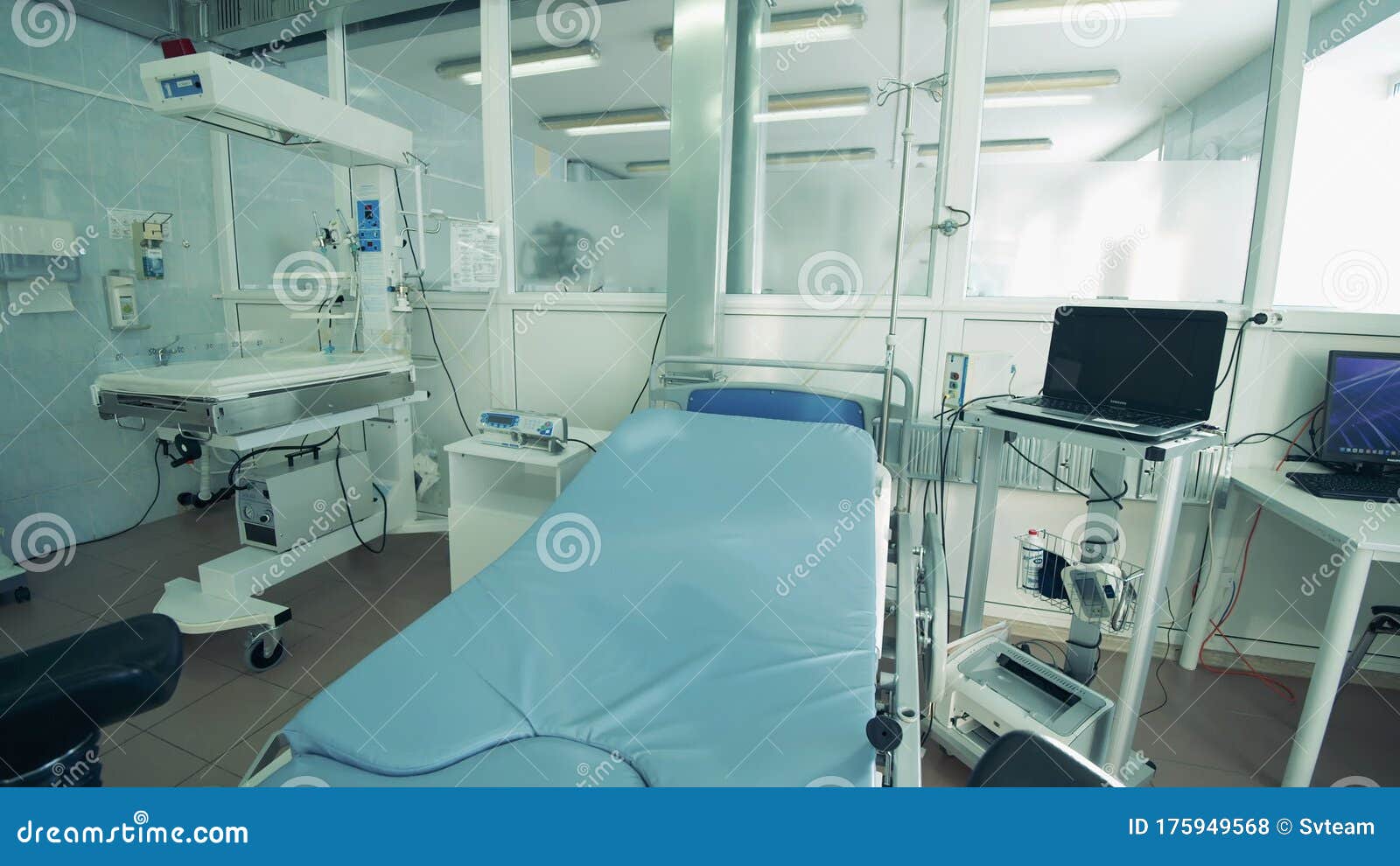 Labour Ward with Computers and a Hospital Bed Stock Footage - Video of ...