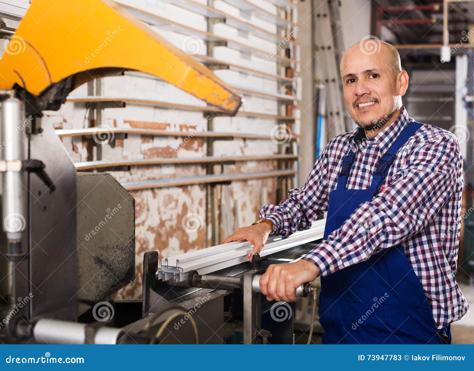Labour Working on Lathe Machine Stock Image - Image of caucasian ...