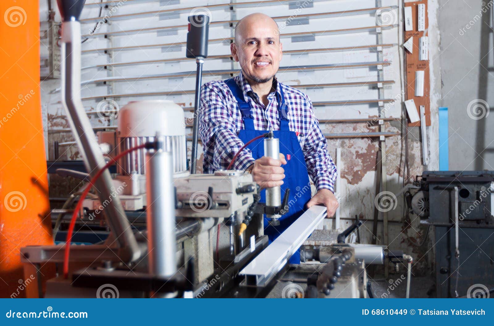 Labour Working in Uniform on Lathe Machine at Factory Stock Image ...