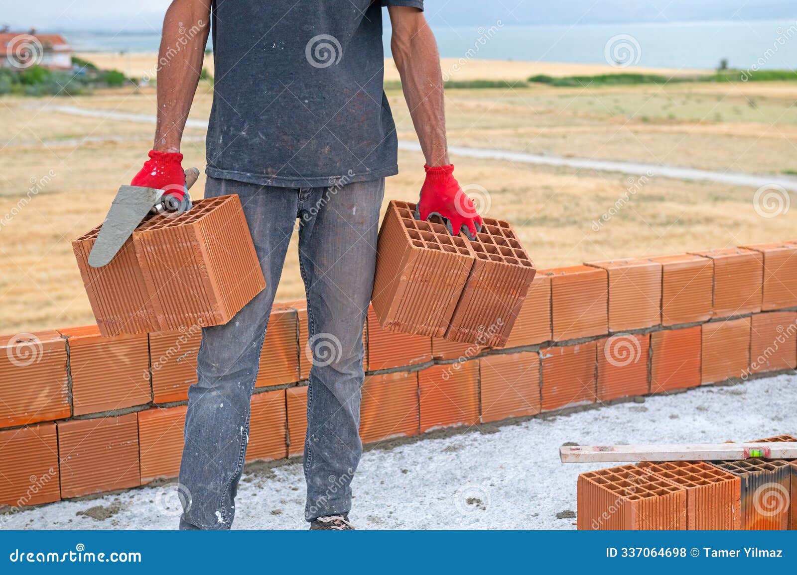 Labourer Carrying Bricks for Construction Stock Photo - Image of ...