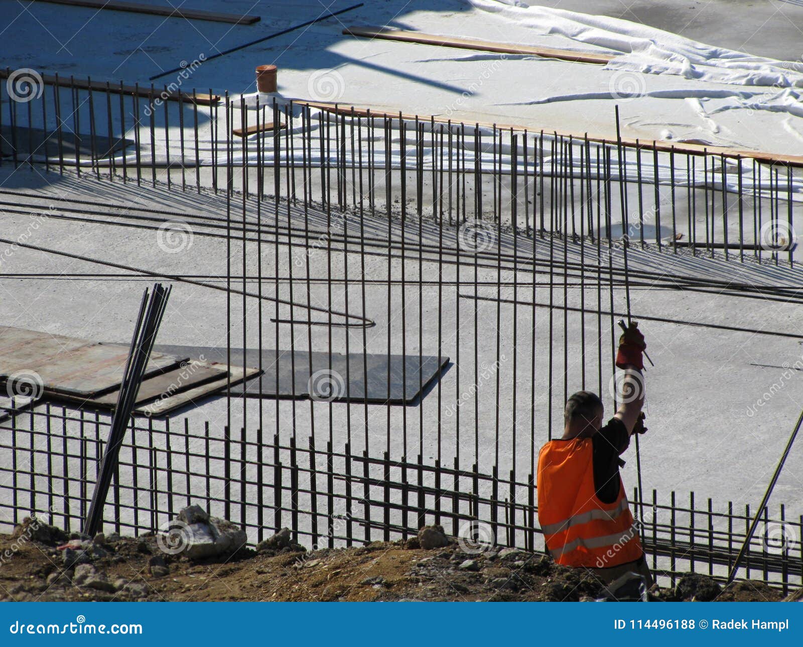 Labourer Construction Worker Working on Construction Site. Editorial ...