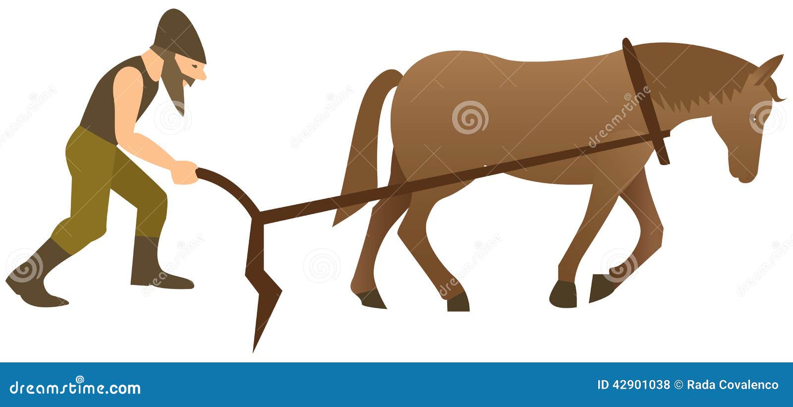 Laboureur et cheval illustration de vecteur. Illustration of toilettage ...