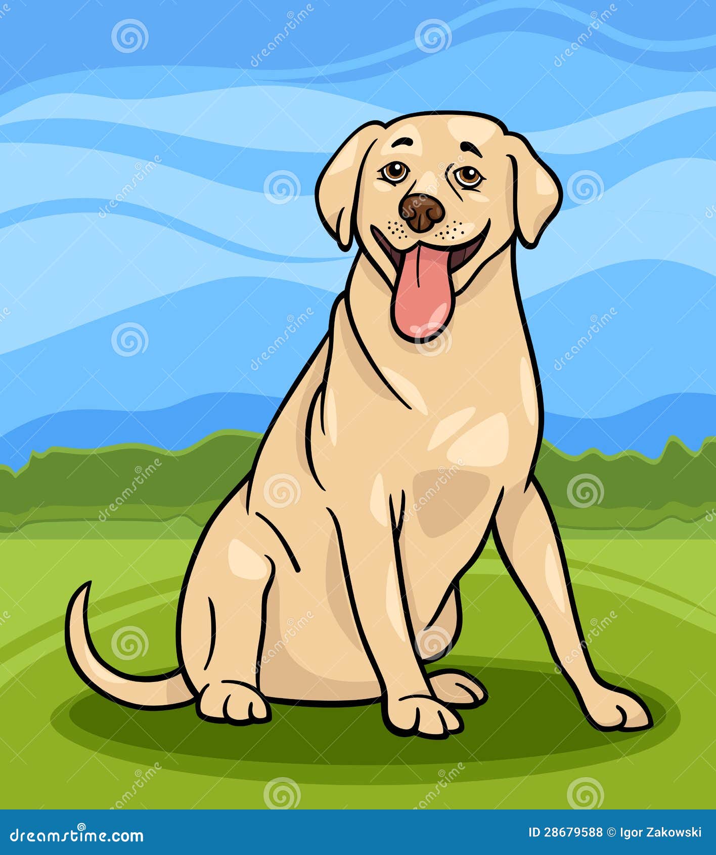 Labrador Retriever Dog Cartoon Illustration Stock Vector - Illustration ...