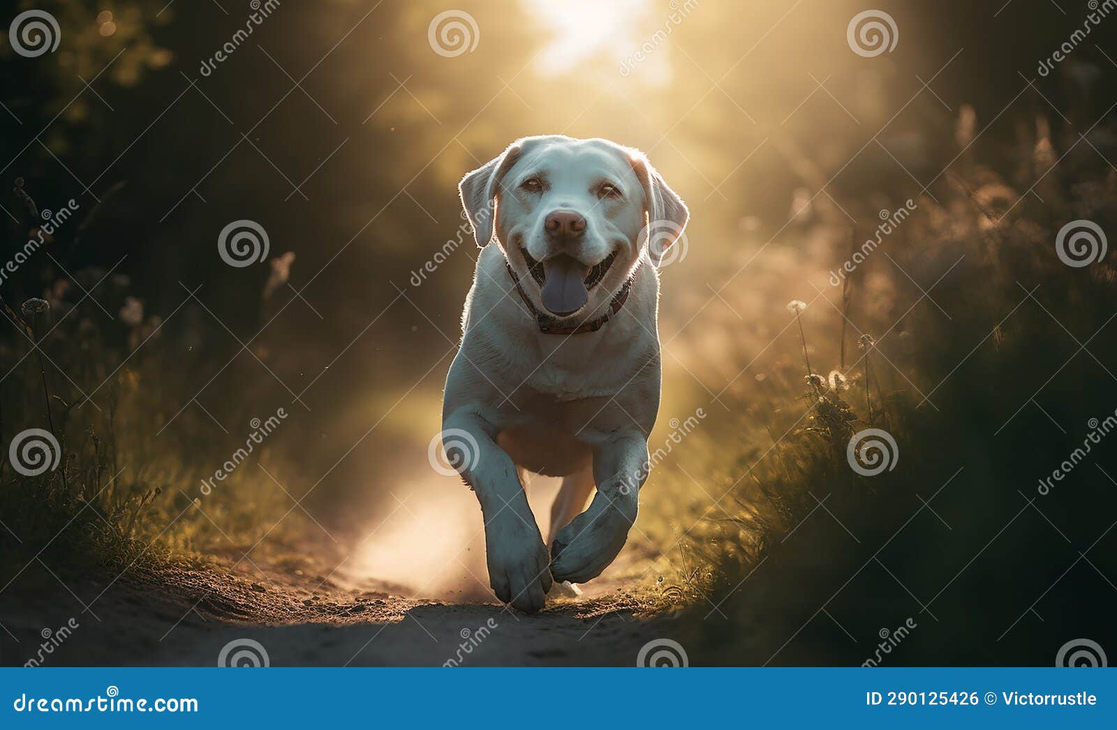 Labrador Retriever Dog on a Walk in the Park at Sunset Stock ...