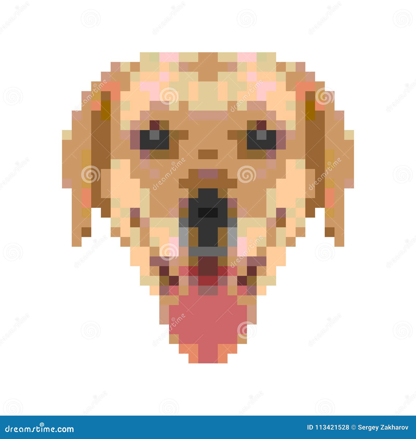 Labrador`s Head in Pixels. Yellow Earth Dog. 2018 Year Stock Vector ...