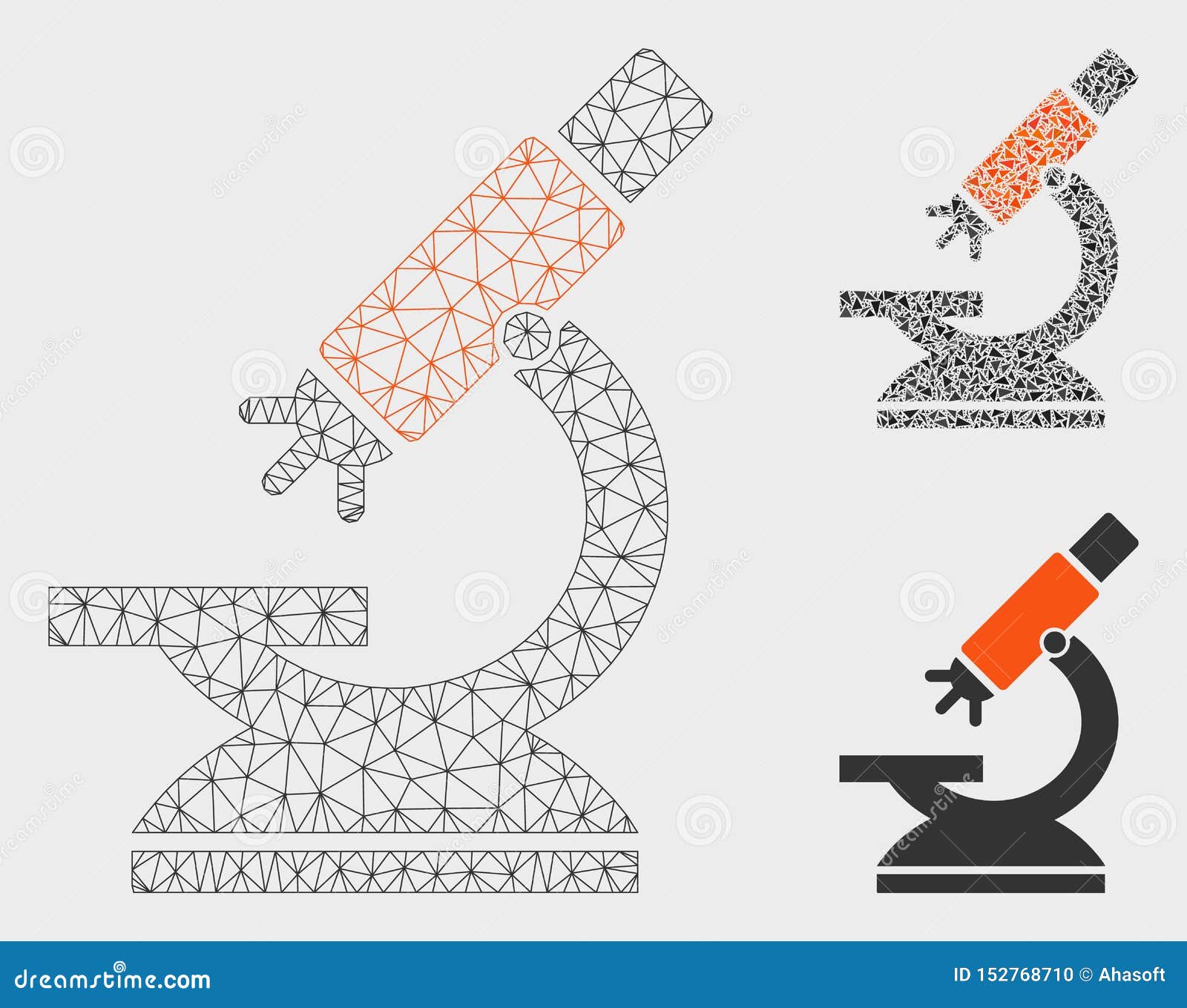 Labs Microscope Vector Mesh 2d Model And Triangle Mosaic Icon Stock