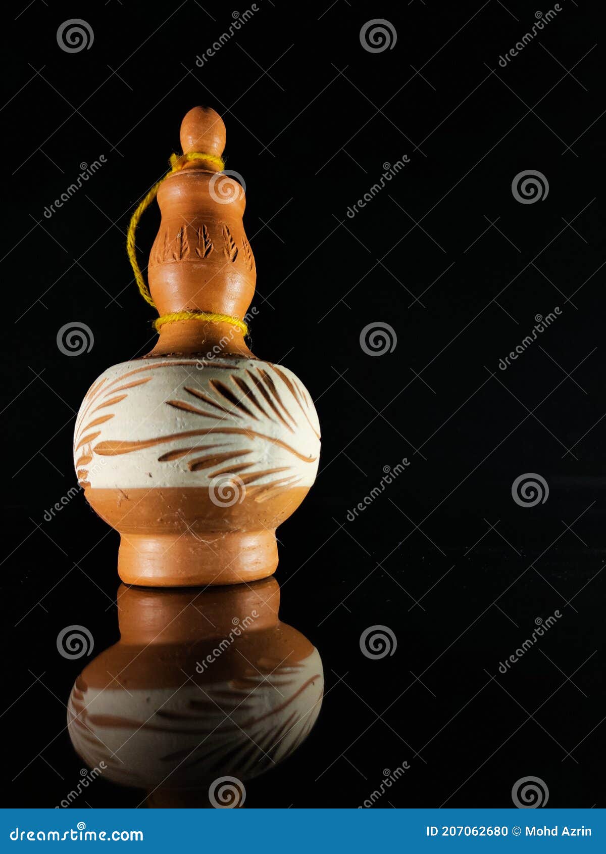 Labu Sayong with Reflection on Black Background. Stock Photo - Image of ...