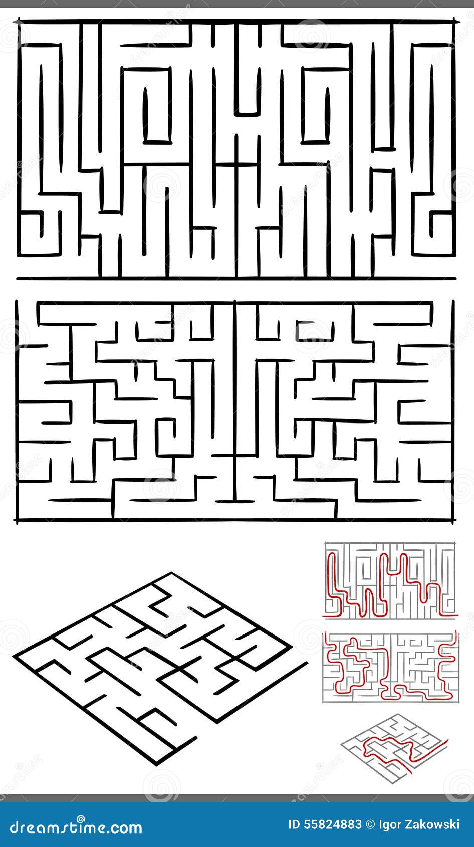 Labyrinten of Geplaatste Labyrintendiagrammen Vector Illustratie ...