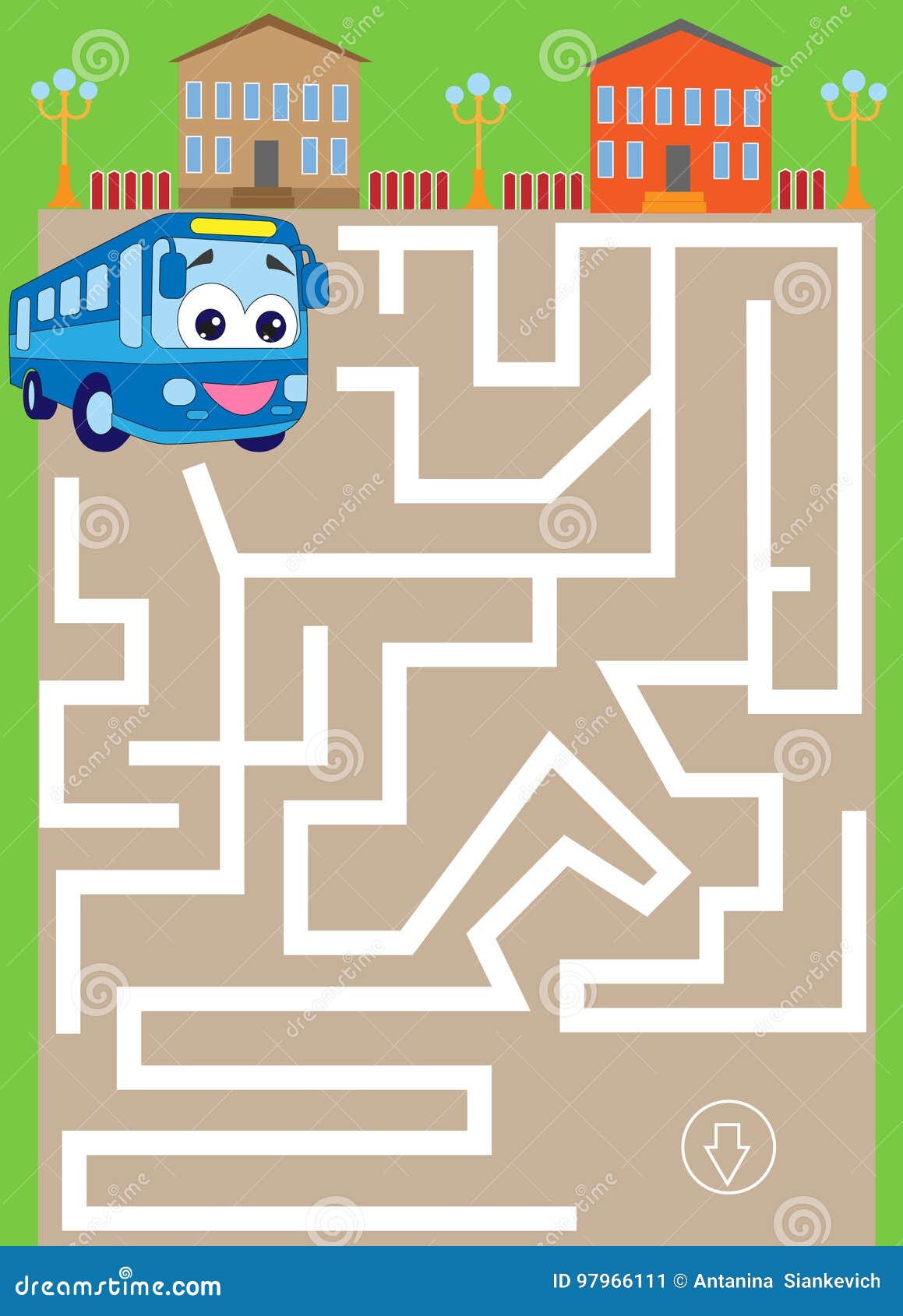 Labyrinth with Bus. Find Way To the Parking Stock Vector - Illustration ...