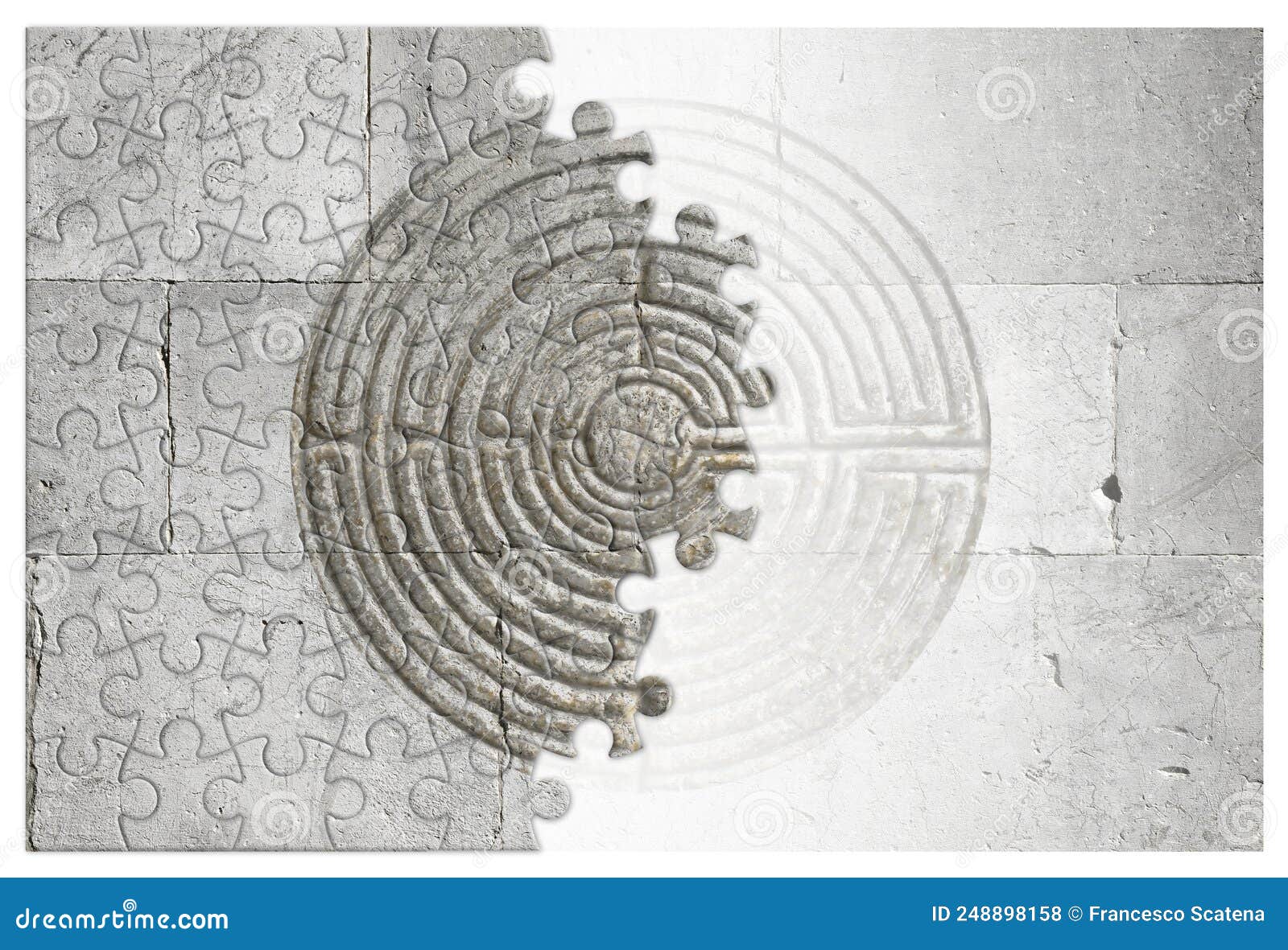 Labyrinth Carved on Medieval Stone Wall - Solution Concept in Ji Stock ...