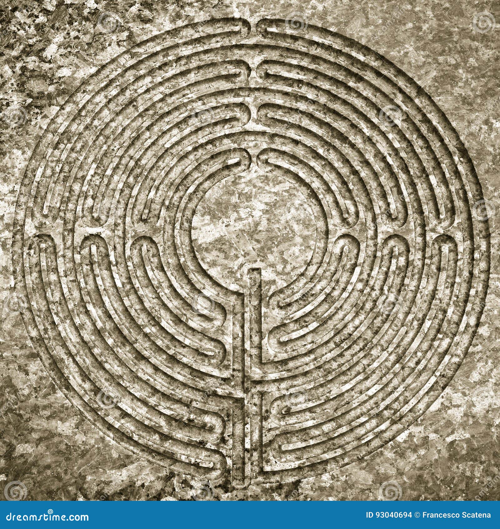 Labyrinth Carved on Stone - Concept Image Stock Photo - Image of carved ...