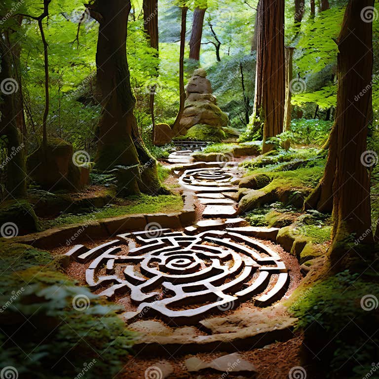 Labyrinth Discovery Trail Self Guided Pathways for Exploring La Stock Illustration ...