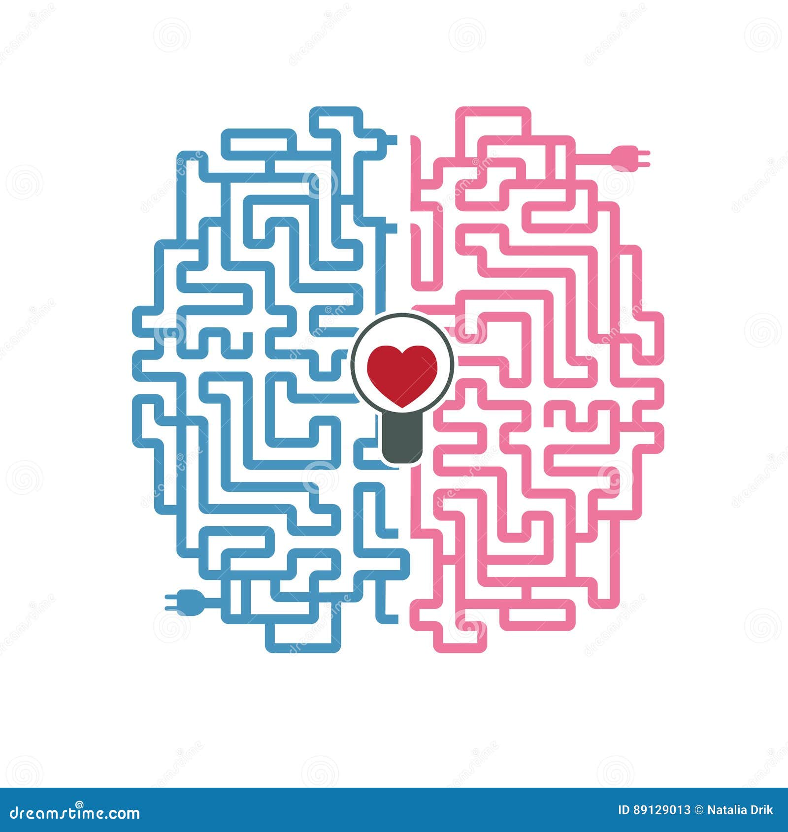 Labyrinth Of Electric Wires In The Form Of The Brain Cartoon Vector ...