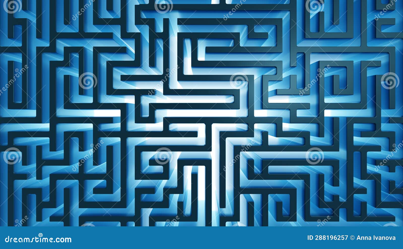 Labyrinth Glow Blue Maze Structure Confusing Way To The Exit. Breaking ...