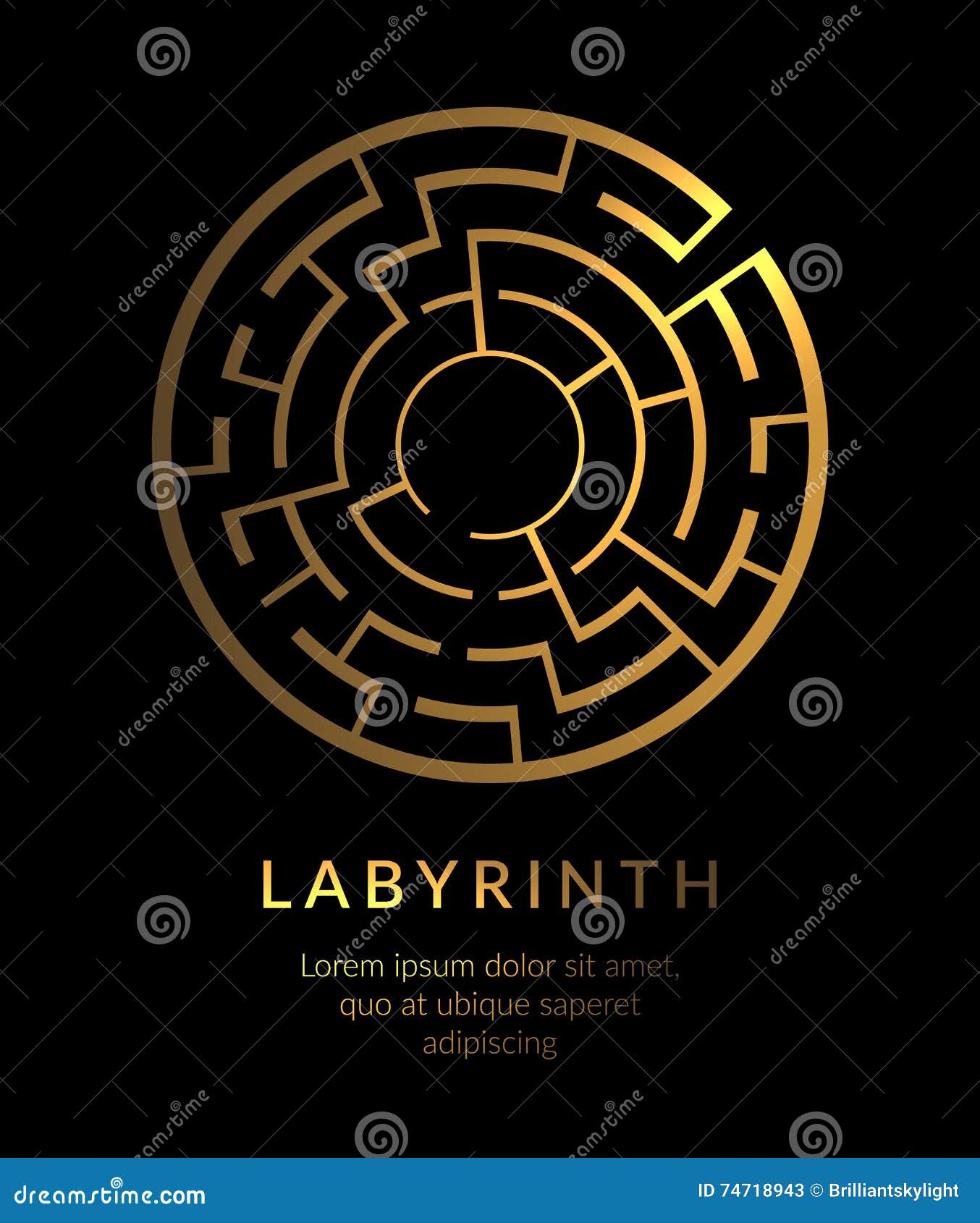 Labyrinth. Golden Shiny Decorative Element Stock Vector - Illustration ...