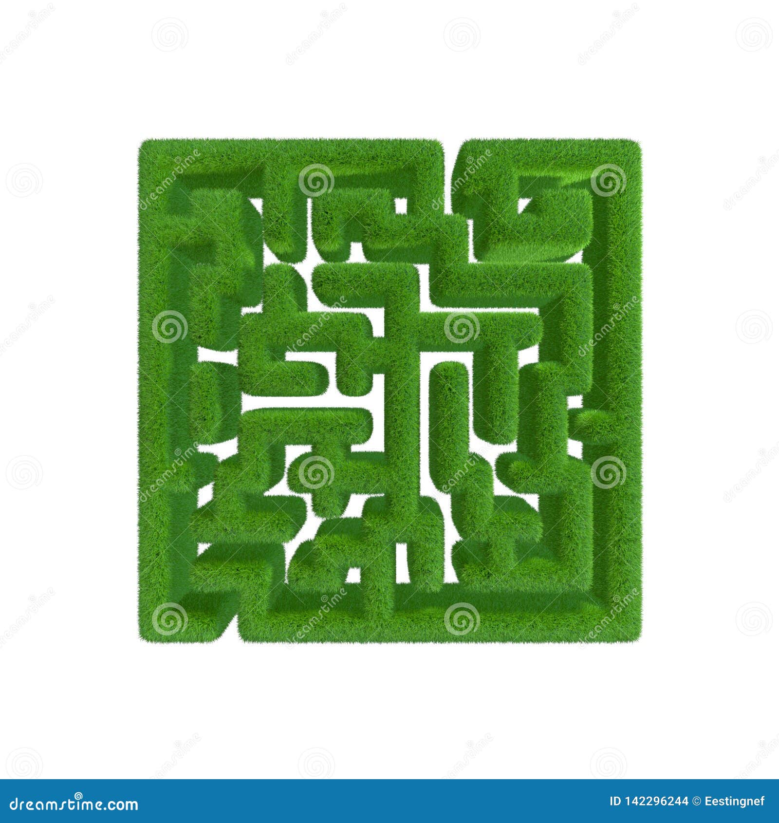 Labyrinth from Grass. Grass Maze.3D Rendering Illustration Stock ...