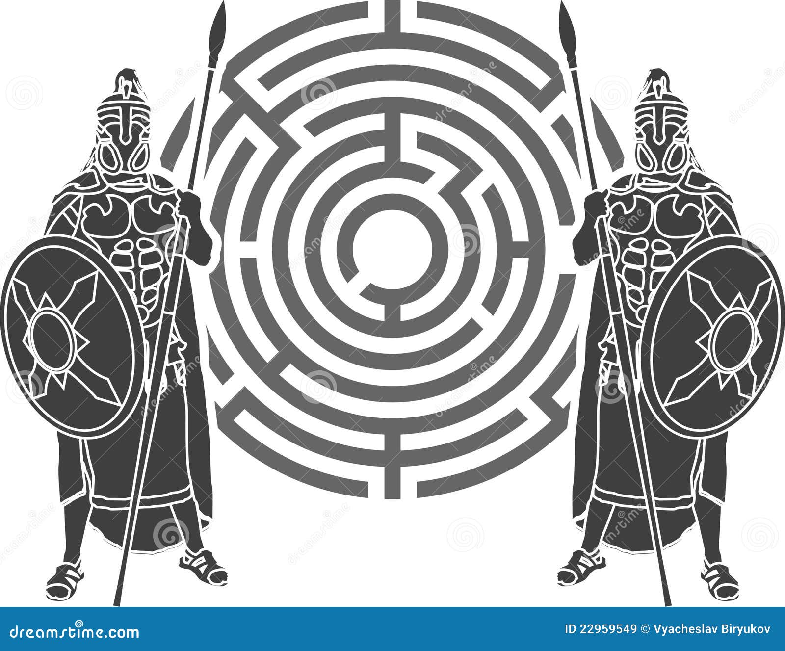 Labyrinth and guards stock vector. Illustration of ancient - 22959549