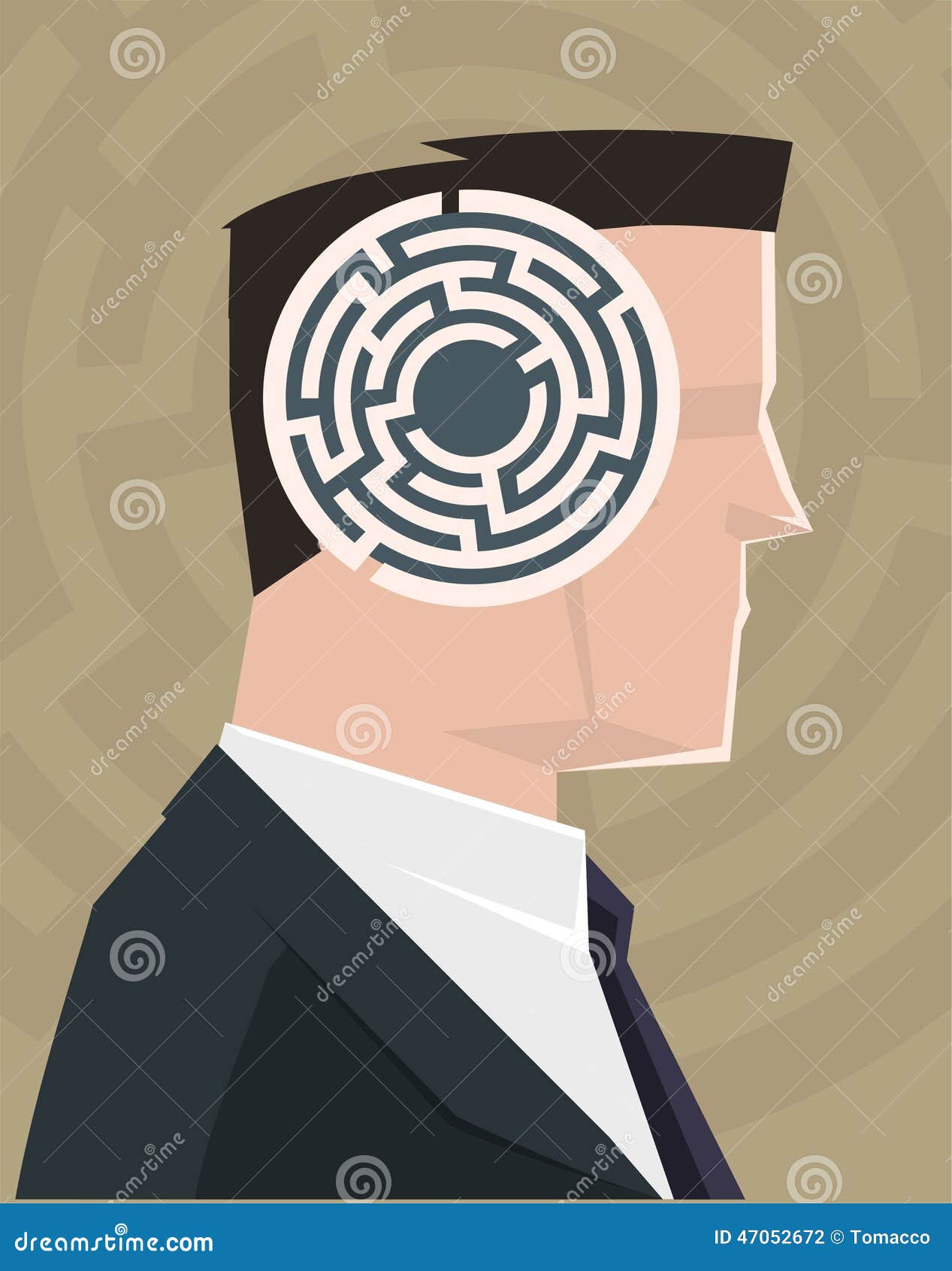 Labyrinth head stock illustration. Illustration of maze - 47052672