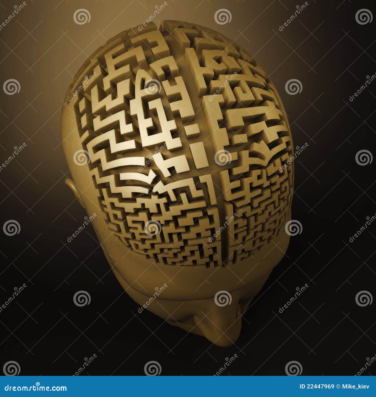 Labyrinth in human brain stock illustration. Illustration of creativity ...