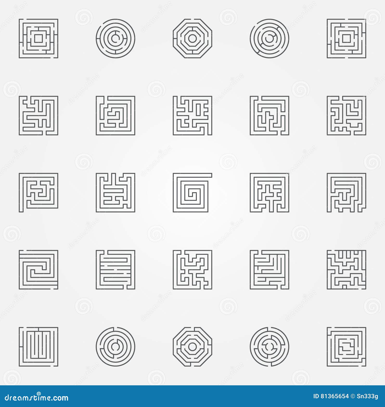 Labyrinth icons set stock vector. Illustration of square - 81365654