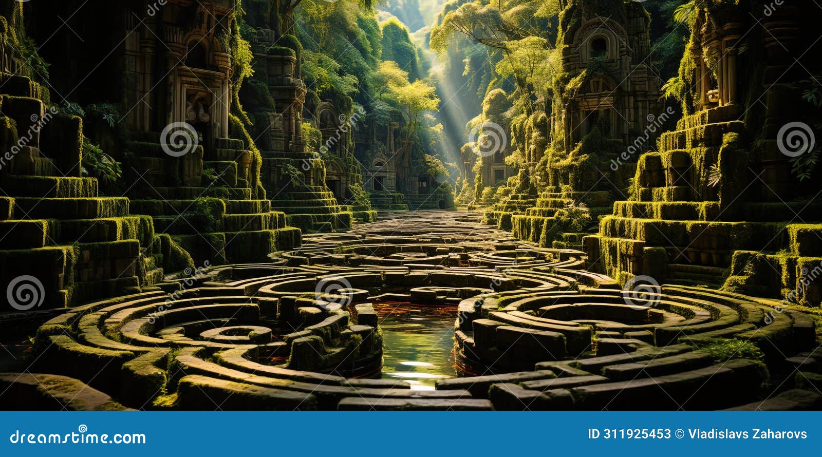 Labyrinth Jungle with Confusing Paths and Winding Streams, Like a Trip ...