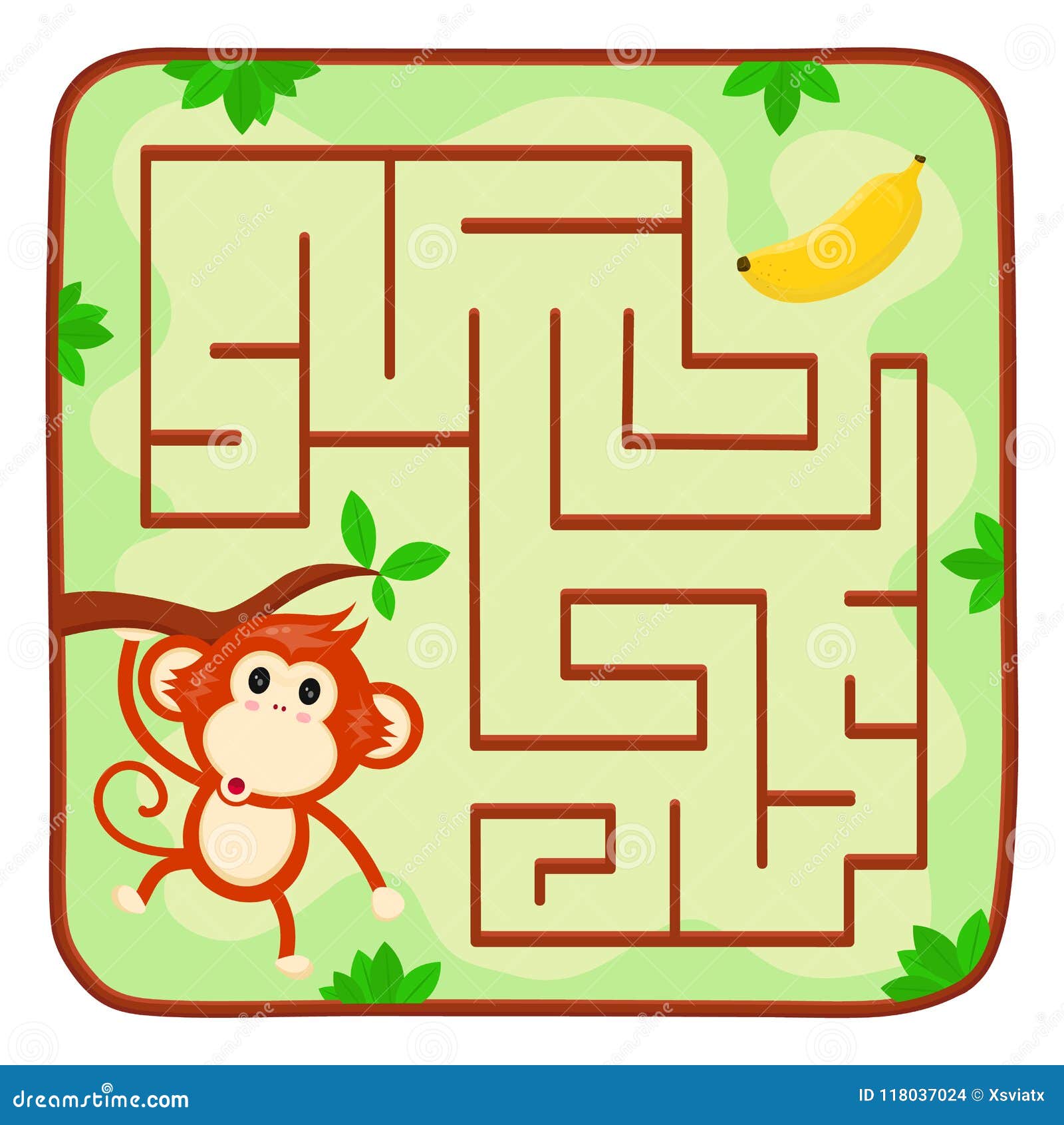 Labyrinth Kids Game. Help Monkey Find Banana Stock Vector ... Labyrinth Kids Game. Help Monkey Find Banana Stock Vector ...