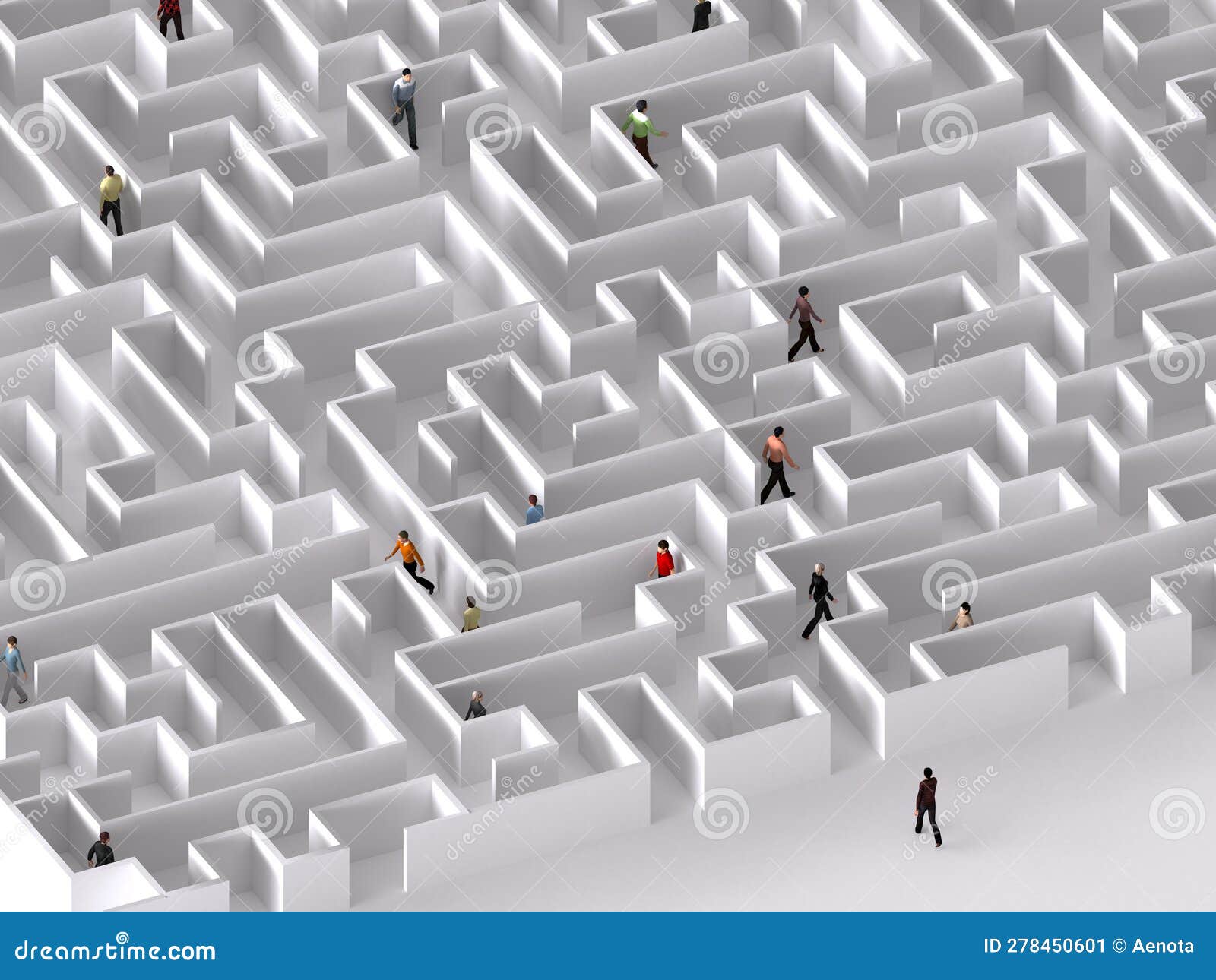 Labyrinth Life Difficulties Concept Design - Maze with People Stock ...