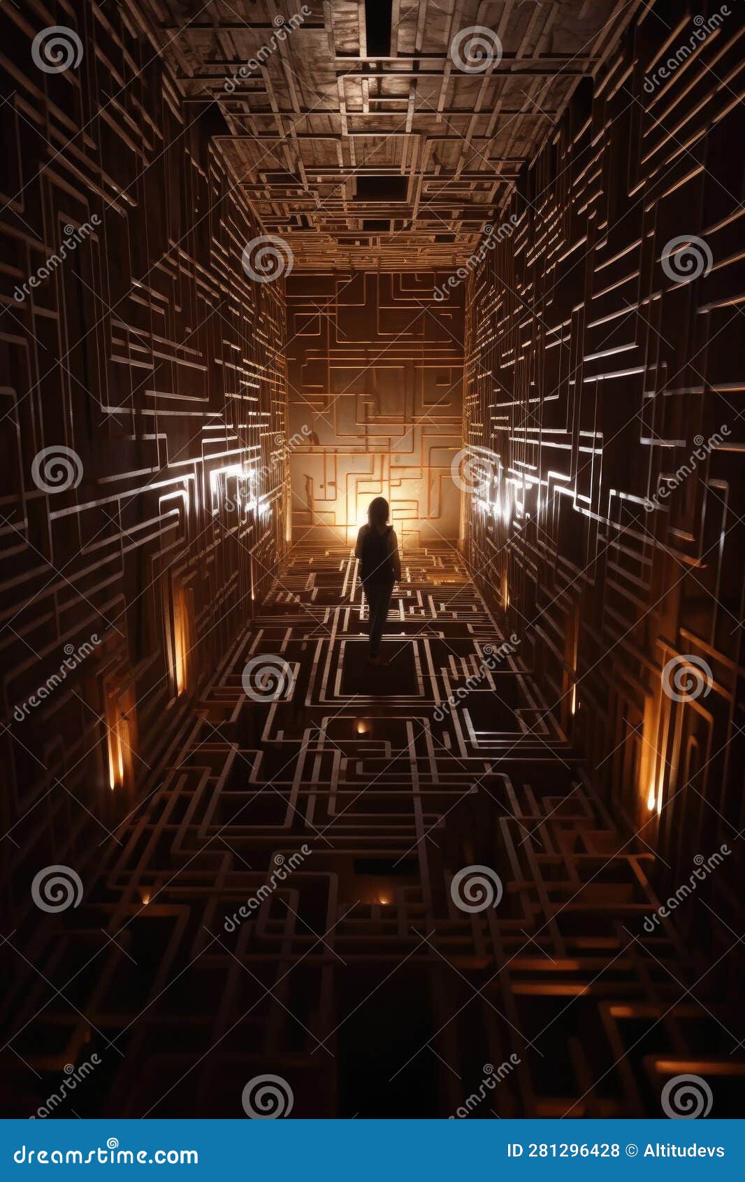 Labyrinth with Light at the End, Illustrating Finding a Way through ...