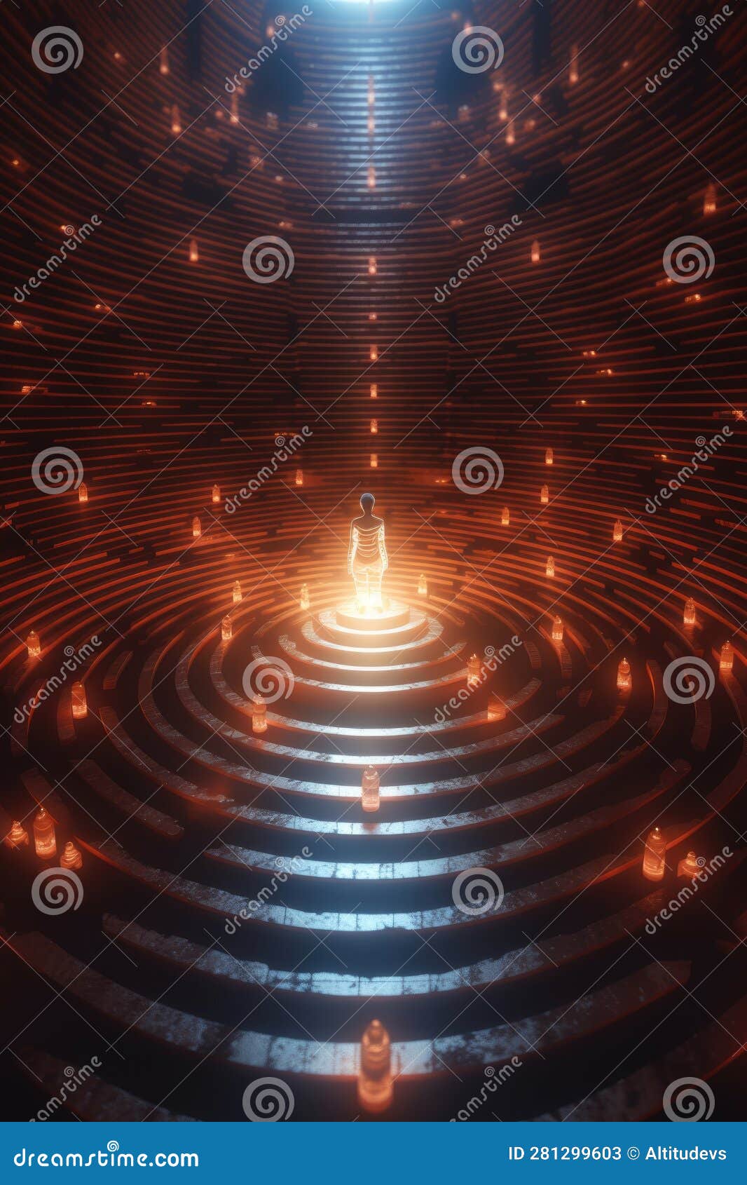 Labyrinth with Light at the End, Illustrating Finding a Way through ...