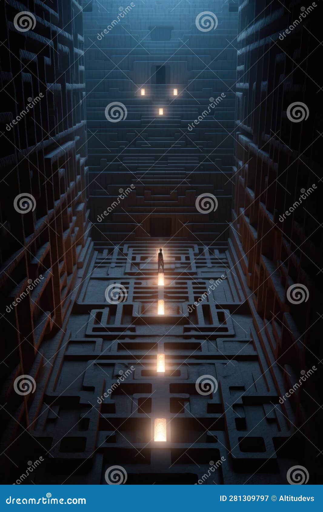 Labyrinth with Light at the End, Illustrating Finding a Way through ...