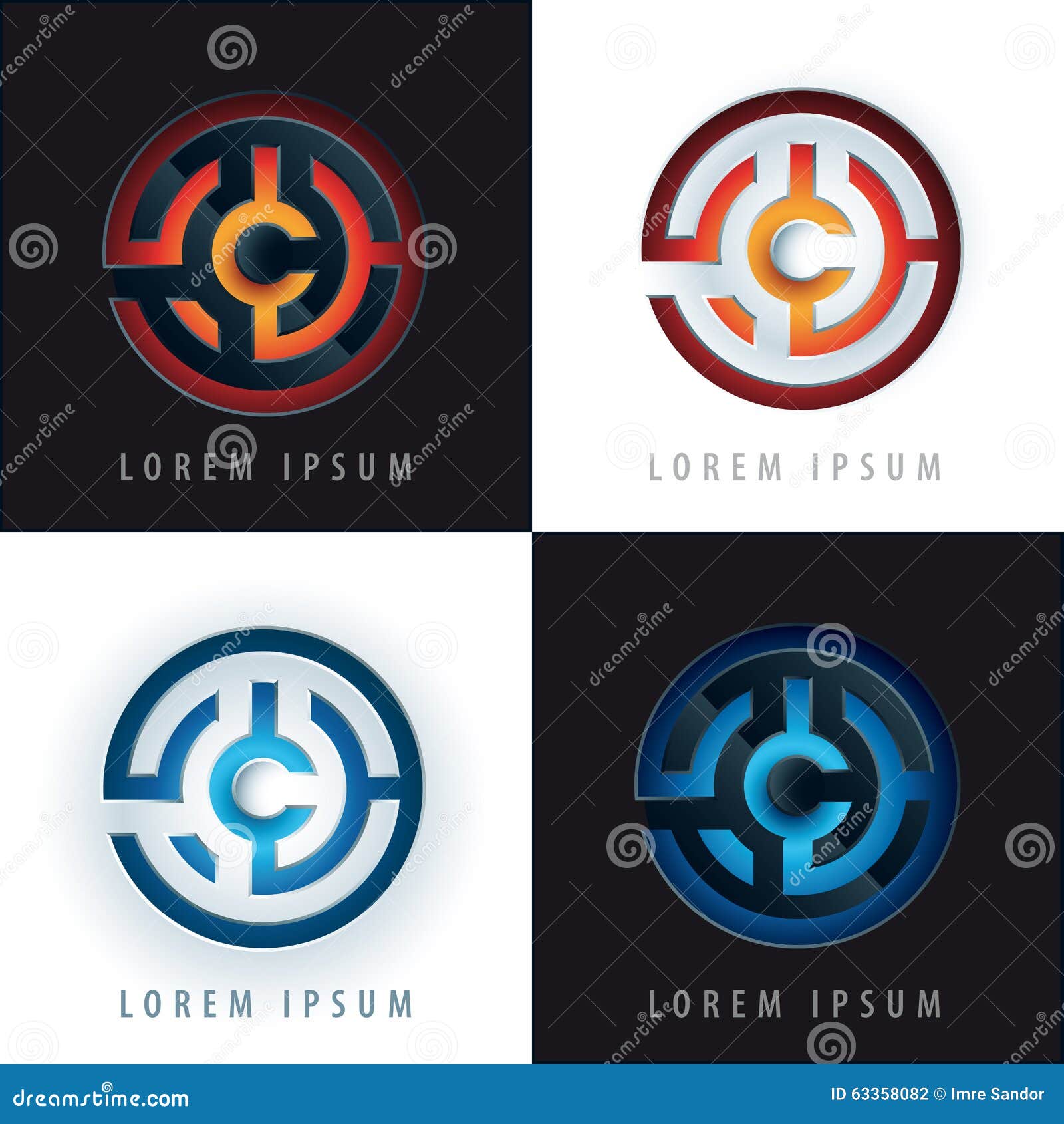 Labyrinth Logo Design with 3D Effect Stock Vector - Illustration of ...