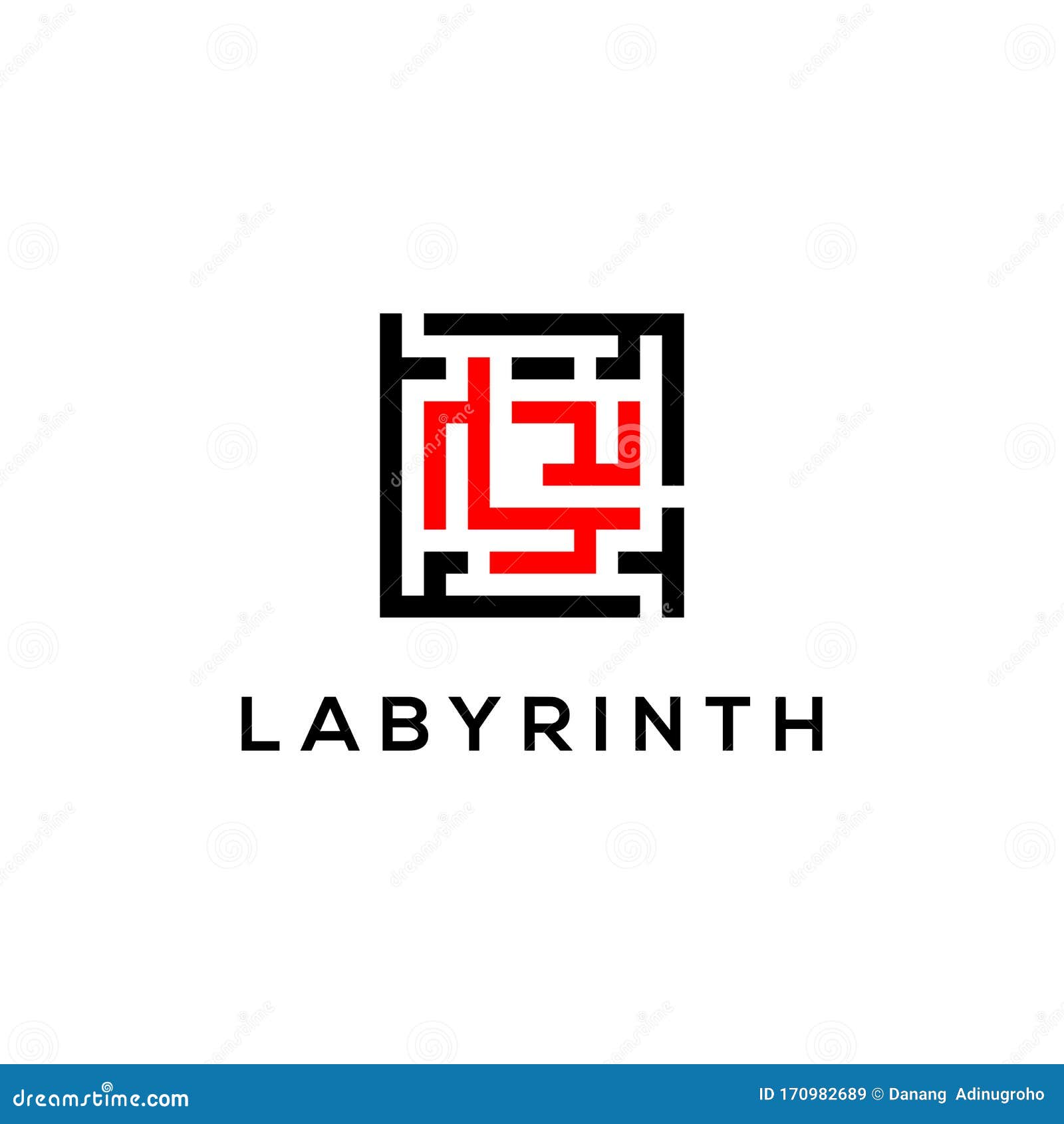 Labyrinth Logo Design, Red Black Code Logo Icon Vector Illustration ...